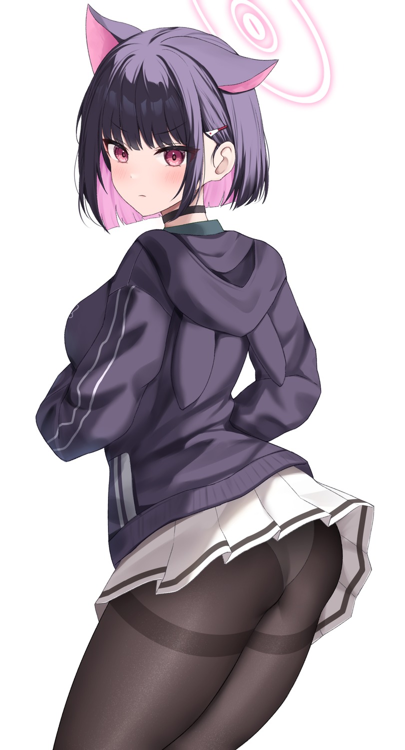 nyuu (pixiv12143565) blue archive kyouyama kazusa animal ears ass halo nekomimi pantsu pantyhose ...